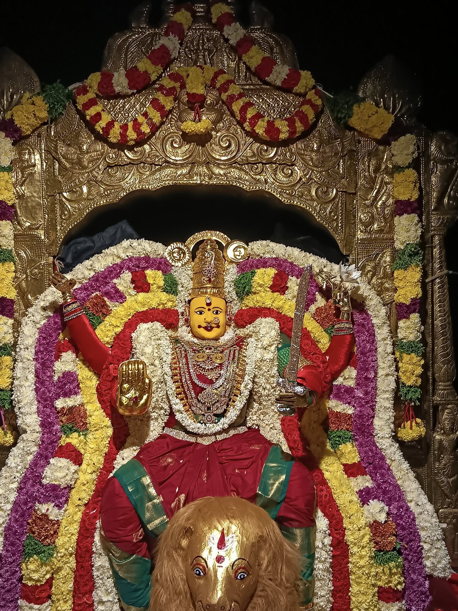 Katyayani Devi Alankaram in Vijayawada Dasara Navaratri | HinduPad